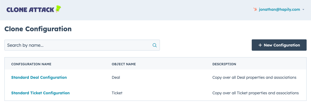 How to create a Clone Configuration