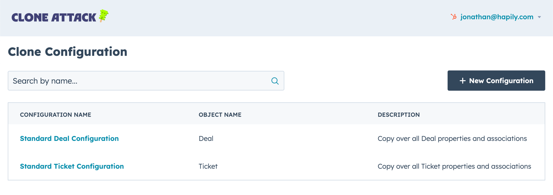 How to create a Clone Configuration